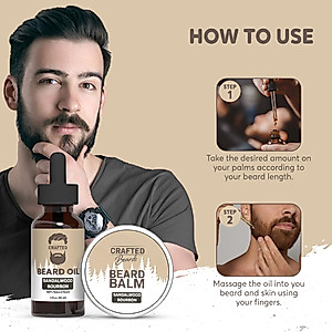 Beard Care Kit - Softer, Smoother, Moisturized Beard - Beard Oil and Balm - Gift Set (Sandalwood Bourbon)