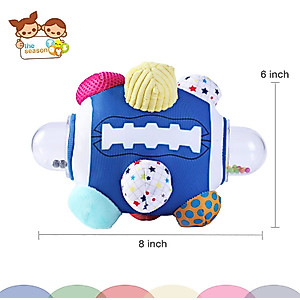 The Season Toys Football Bumpy Ball for Baby Cognitive Developmental, Baby Boys & Girls – Newborn to 36 Months Sensory Football Rattle Toy, Blue