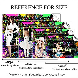 Mocsicka Glow Birthday Backdrop Neon Glow in The Dark Party Decoration Glow Crazy Rainbow Birthday Photo Backdround Photo Prop (Glow deign but Not Glow) (7x5ft (82x60 inch))