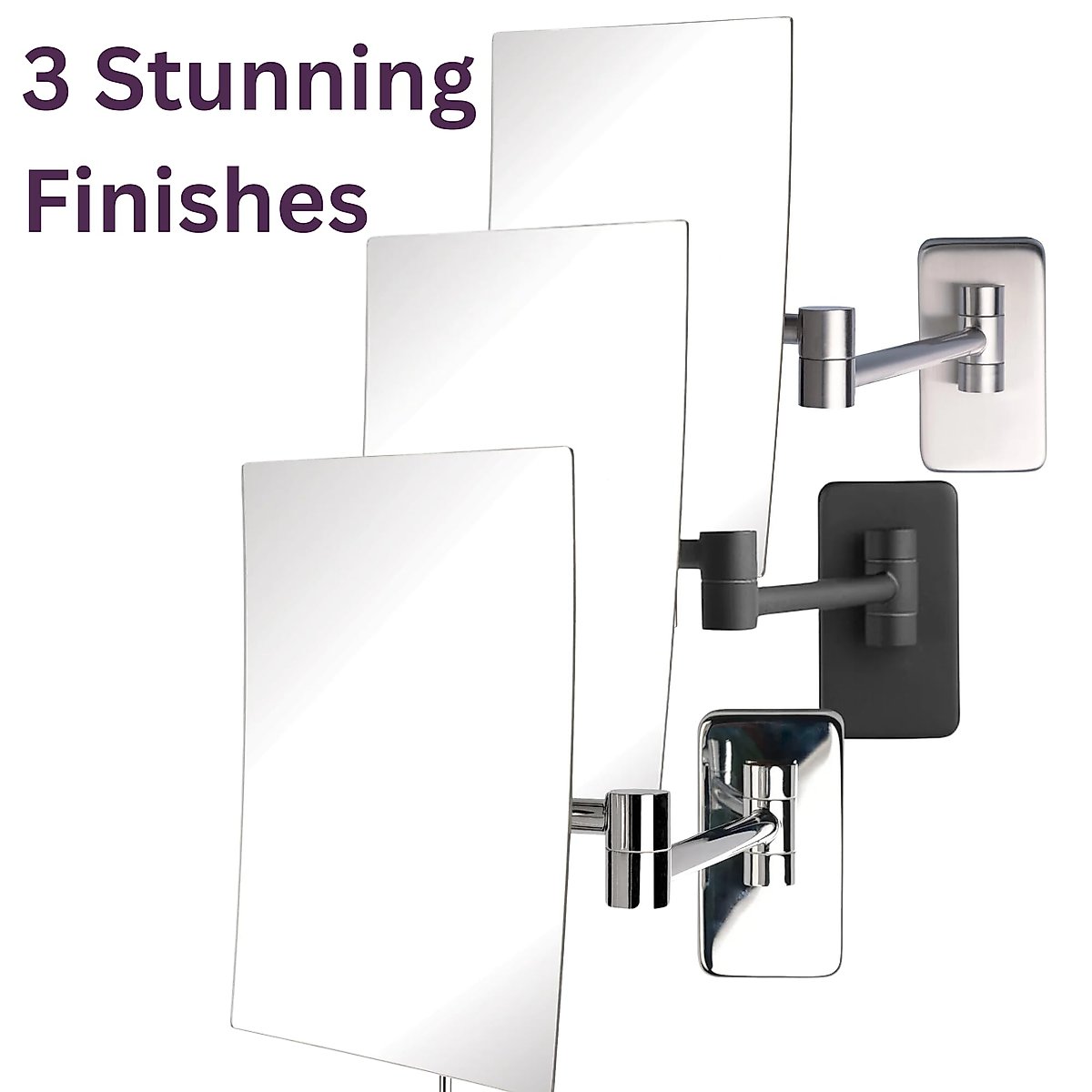 JERDON Wall Mount Makeup Mirror with 5X Magnification - 8.75” x 6.5” Rectangular Mirror Extends 14” – Chrome Finish – Model JRT695C