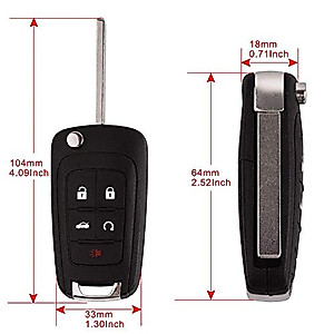 Compatible For Chevrolet Key Fob Replacement, BestRemotes New Keyless Remote 5 Button Flip Car Key Fob Select Impala Malibu Camaro Cruze Equinox Use FCC OHT01060512