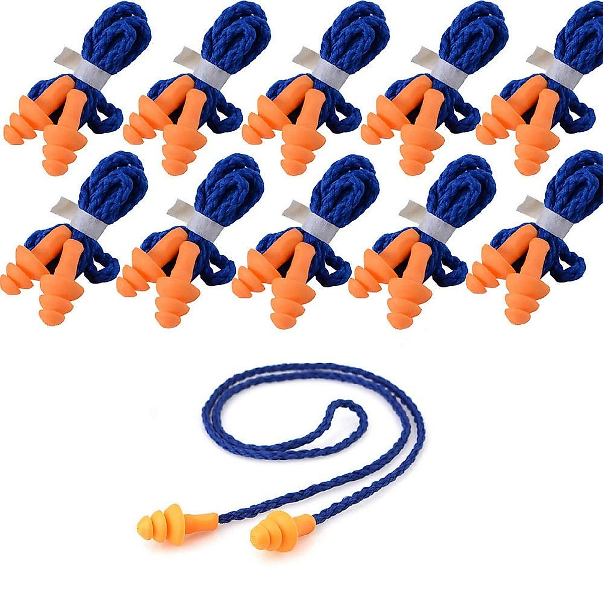10 Pair Corded Ear Plugs for Shooting Range Ear Protection for Gun Range - Hunting Ear Plugs Individually Wrapped Shooting Ear Buds Hunting Ear Protection Hearing Protection Ear Plugs for Construction