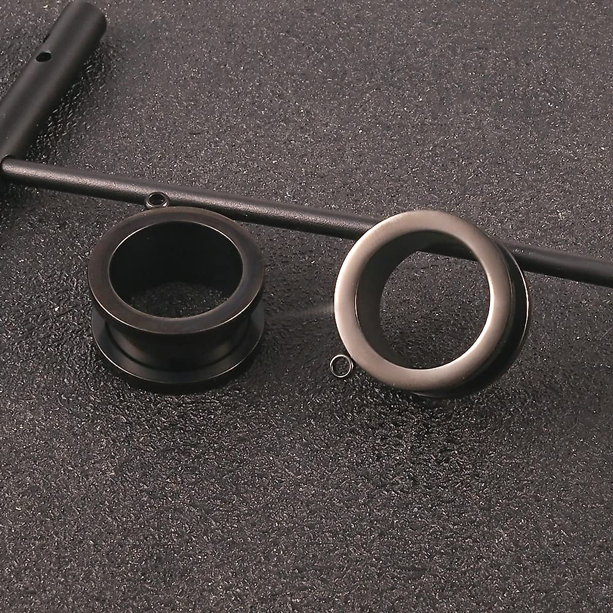 DOEARKO 4PCS 6mm-30mm Fashion Ear Piercing Tunnels DIY Ear Gauges 316 Stainless Steel Hypoallergenic Earrings Plugs for Ears Expander Body Jewelry (8mm(0G), Black)