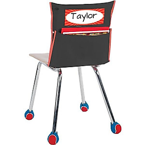 Really Good Stuff Store More Black Grouping Chair Pockets - 4-Color Piping - Set of 32