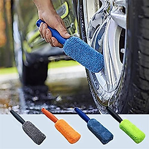 InfantLY Bright Wheel Rim Brush, Microfiber Metal Free & Cleaning Long Easy Reach Detailing Car Wash Cleaner Tool for Wheels Exhaust Tips Motorcycles Bicycles Grills