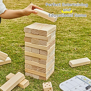 GOROCK Giant Tumble Tower, Indoor Outdoor Games for Kids Adults Family,57 PCS Stacking Games with Scoreboard | Dice | Carrying Bag, Classic Family Games for Halloween Christmas Festival (Over 4.2 FT)