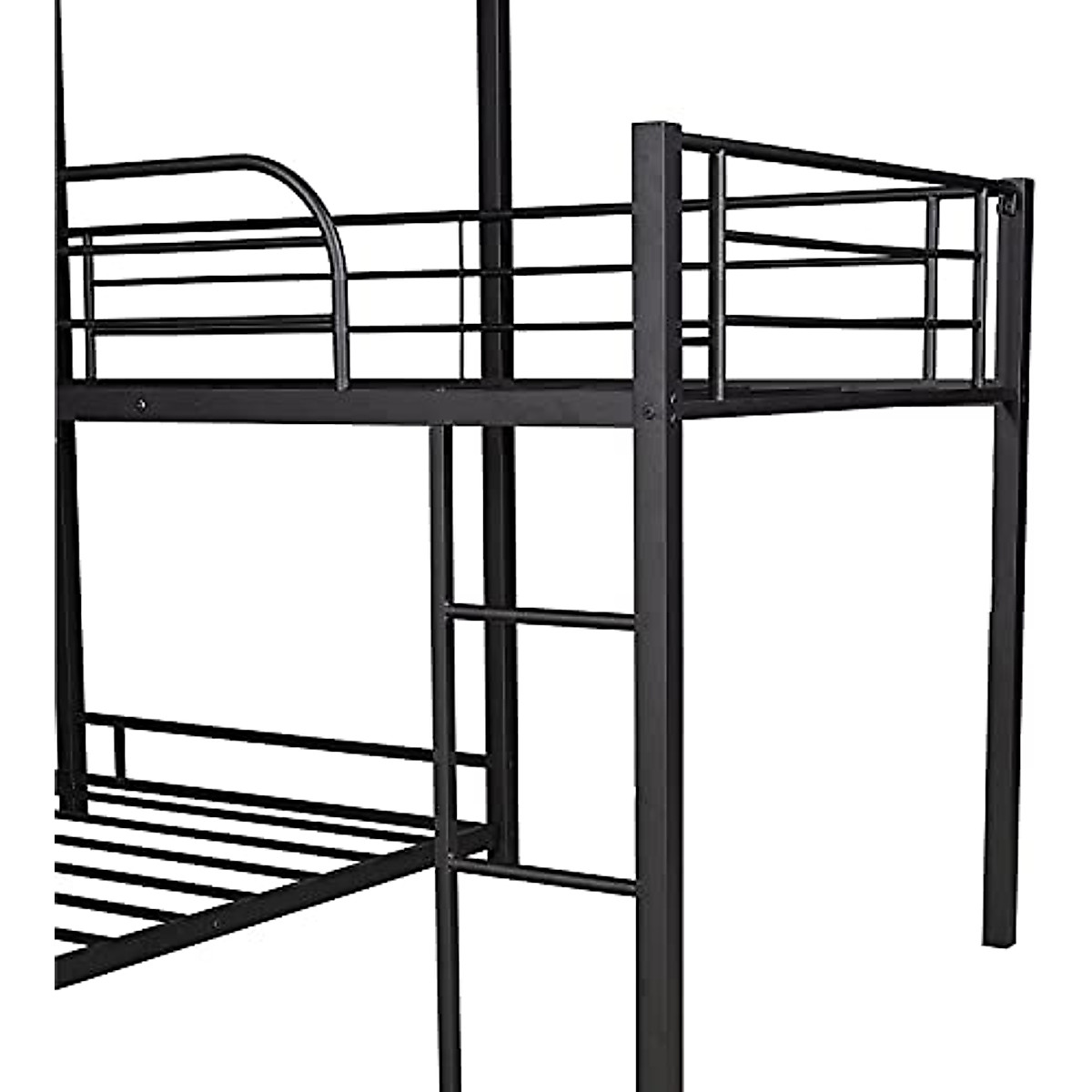 ATH-S Metal Bunk Bed with Desk, Twin Over Twin Over Full Bunk Beds, L-Shaped Metal Triple Twin Over Full Bunk Bed Teens Adult, Black with Desk (Color : Black)