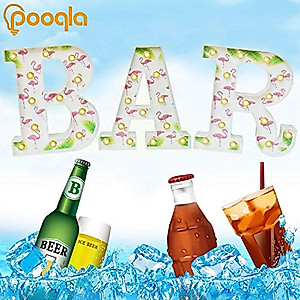 Pooqla Marquee Letters Tropical Luau Party Supplies Flamingos Palm Trees Painted LED Letter Sign Light for Hawaiian Party Decoration Birthday Bedroom Wall Decor Table Centerpieces K