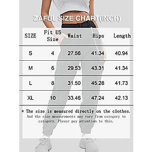 ZAFUL Cargo Pants for Women High Waisted Jogger Pants Outdoor Sweatpants Casual Pants with Chain (1-Black,M)