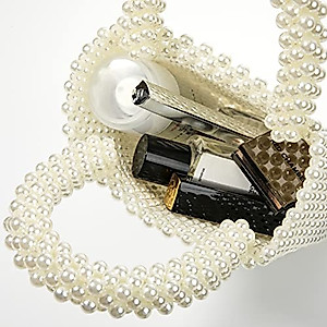 YUSHINY Women Colored Acrylic Beaded Top-Handle Clutch Vertical Evening HandBag for Wedding Party (OffWhite)