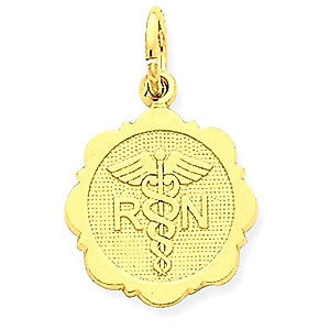 IceCarats 14K Yellow Gold Registered Nurse Caduceus Paramedic Rn Doctor Medical Student Nursing Symbol Necklace Charm Pendant 20mm x 12mm Only