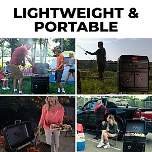 Emeril Lagasse Southern Cooker, Portable Outdoor Charcoal Grill & Meat Smoker Combo, Slow Cook, Oven Bake, for Backyard Patio, Barbecue & Tailgating, Black