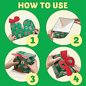 JOYIN 24 PCS 3D Christmas Goody Gift Boxes with Bow for Holiday Xmas Goodie Paper Boxes, School Classroom Party Favor Supplies, Candy Treat Cardboard Cookie Boxes