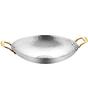 Stainless Steel Cookware Pan with Handle 9inch Non Stick Stir Fry Pans Stockpots Korean Ramen Pot for Gas Induction Or Electric Stove Golden Non Stick Frying Pan
