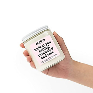CE Craft Look at You Getting Promoted & Shit Candle - Promotion Gift, Coworker Gift, Office Workplace Candle, Gift for Her, Promotion, New Job (Lavender Linen)