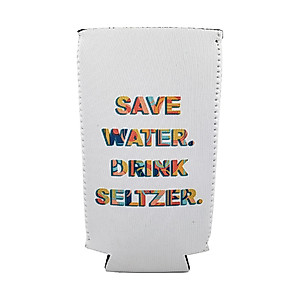 Save Water Drink Seltzer, Cozose Slim Can Cooler Sleeves for White Claws and Hard Seltzer, Tall Can Insulator Coolies, Insulated Drink Holders, 2-pack…
