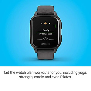 Garmin 010-02427-00 Venu Sq, GPS Smartwatch with Bright Touchscreen Display, Up to 6 Days of Battery Life, Slate (Renewed)