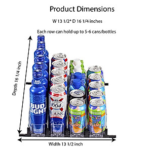 Rula Drink Organizer for Fridge, Self-Pushing Soda Can Organizer for Refrigerator, Pantry, Kitchen-Black, 8 Row