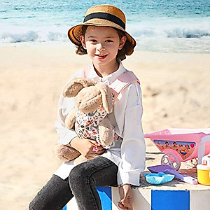 GAGAKU Toy Baby Carrier for Dolls Doll Accessory Stuffed Animal Carrier for Kids with Adjustable Straps - Pink Deer