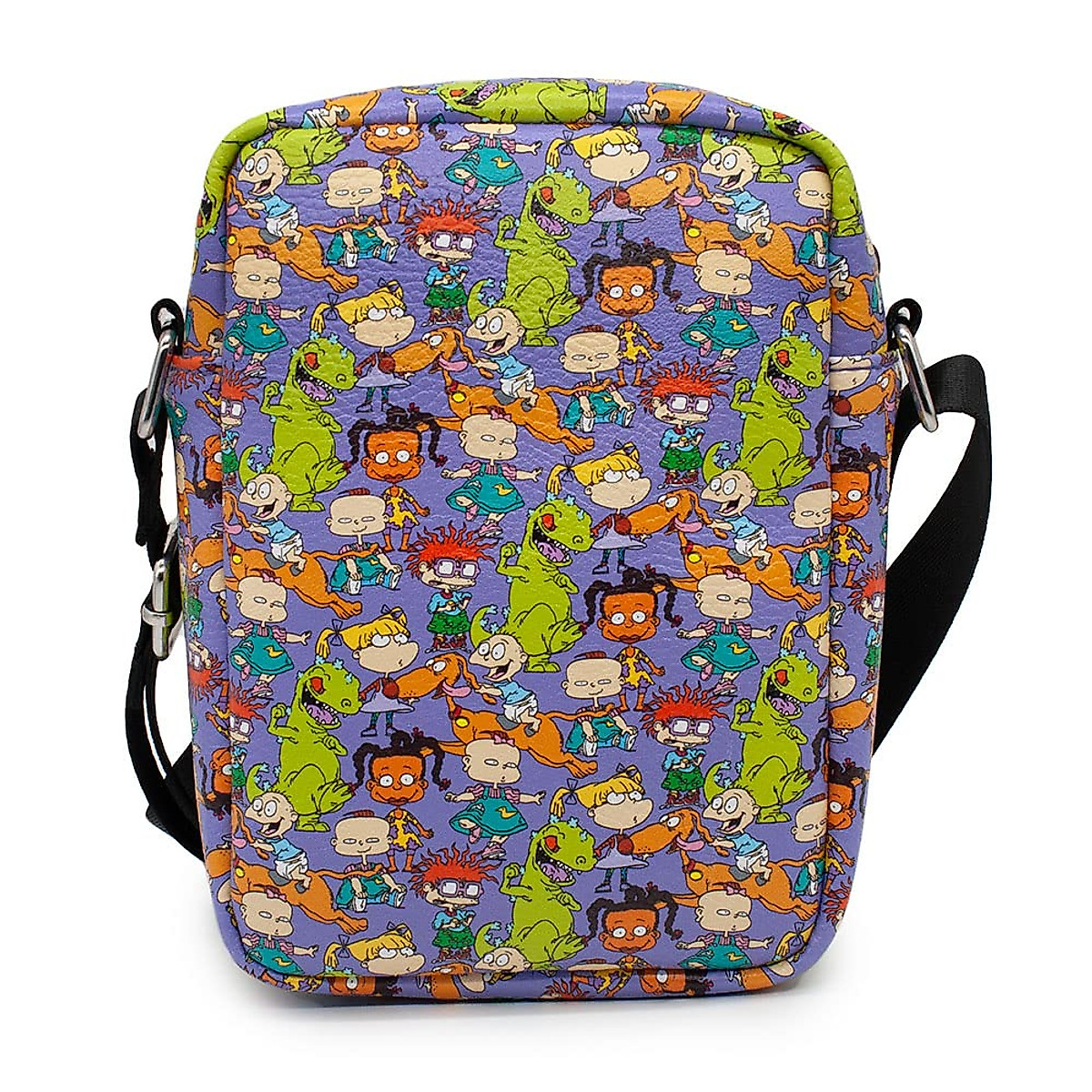 Buckle Down Nickelodeon Bag, Cross Body, Rugrats, Characters Stacked Collage, Purple, Vegan Leather