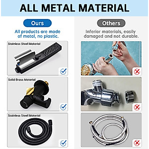 G-Promise All Metal Handheld Shower Set with 3-Function Shower Wand, included Handheld Holder to Control Shower Wand on/off Switch and 70 Inch Tangle-Free Stainless Steel Hose
