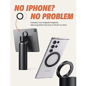 AINOPE Travel Water Bottle for the Coldest Water Bottle with Handle, 24oz Smart Water Bottle Stainless Steel for Magsafe, Metal Cup Phone Holder Sports Gym Work Leak Proof BPA-free Adjustable Angles