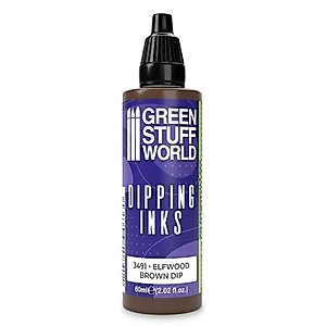 Green Stuff World Dipping Ink 60ml High Contrast Model Paint (ElfWood Brown 3491)