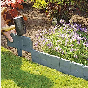 20x Cobbled Stone Effect Plastic Fence Garden Lawn Yard Plant Edging Border Grey