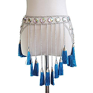 CanB Rhinestone Body Chains Sexy Body Belly Waist Skirt Chain Festival Body Jewelry for Women and Girls (Ⅴ)