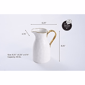 Pampa Bay Golden Salerno Titanium-Plated Porcelain Water Pitcher, 8.25 x 6.25 x 4.75in