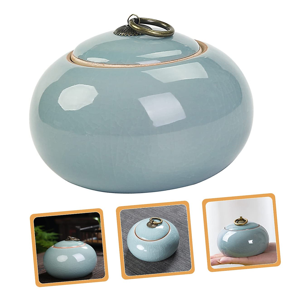 EXQUIMEUBLE Ceramic Tea Vintage Tea Kettle Metal Container Ceramic Canisters with Lids Tea Bag Holder Tea Storage Holder Porcelain Loose Tea Jar Tea Holder with Lid Candy Jar Pu'er China