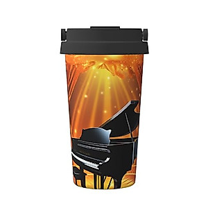 GTKSYNVE Reusable Coffee Mug with Lid and Handle, Musical Theatre Tumbler for Hot & Cold Drinks 16oz Stainless Steel Insulated Coffee Tumblers Double Wall Vacuum Thermal Cup