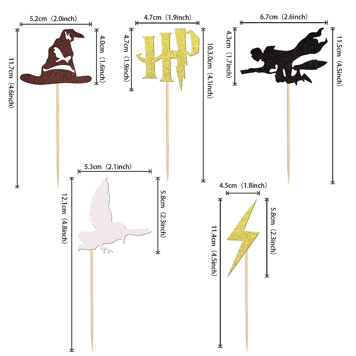 30 PCS Magical Wizard Cupcake Toppers Glitter Magic School Inspired Cupcake Picks for Wizard Theme Baby Shower Kids Boys Girls Birthday Party Cake Decorations Supplies