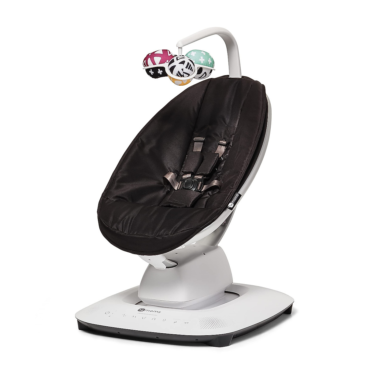 4moms MamaRoo Multi-Motion Baby Swing in Classic Black with Plush Infant Insert, Dark Grey