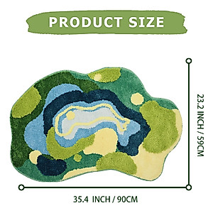 Qleewei Blue Bath Mat 3D Bathroom Moss Rug Non-Slip Soft Absorbent Area Rug for Bedroom Laundry Room Kitchen 35.4'' x 23.6'' (Dark Green)