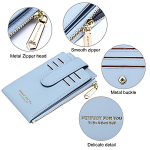 Badiya RFID Card Holder Wallet for Women Slim Wallets Bifold Multi Card Case Zipper Coin Purse