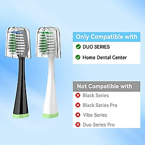 Replacement Brush Heads with Covers for AquaSonic Duo, 4 White & 4 Black Toothbrush Heads