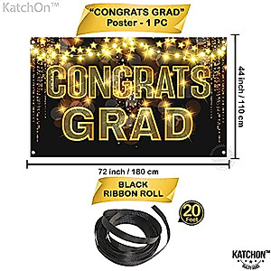 XtraLarge, Congrats Grad Banner - 72x44 Inch, Black and Gold Graduation Decorations 2023 | Graduation Banner for Class of 2023 Decorations | Graduation Backdrop for Graduation Party Decorations 2023