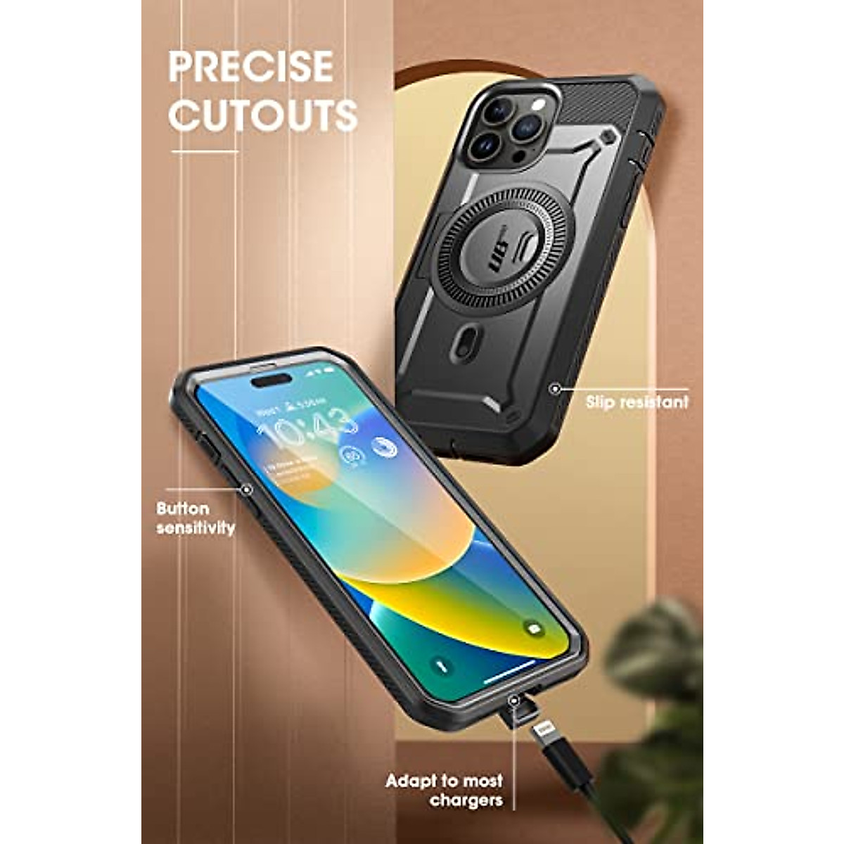 SUPCASE Unicorn Beetle Pro Mag Case for iPhone 14 Pro Max 6.7", Compatible with MagSafe Full Body Rugged Case with Built-in Screen Protector & Kickstand & Belt-Clip (Black)
