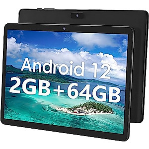 SGIN Android 12 Tablet, 10.1 Inch 2GB RAM 64GB ROM Tablets with Quad-Core A133 1.6Ghz Processor, 2MP + 5MP Camera, Bluetooth, WiFi, GPS, 5000mAh(Black)