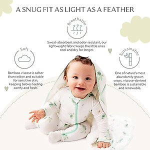 Turtle Footie for Baby - 95% Viscose from Bamboo, 5% Spandex - Soft Newborn Sleepwear, Baby Pajamas, Unisex Baby Clothes, Zipper Romper, Long Sleeve Footed Onesie - Turtle - Imported