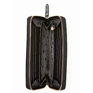 Kate Spade Ella Apple Toss Embroidered Large Continental Zip Wallet Black Multi