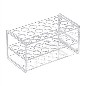 GSHLLO 18 Holes Acrylic Test Tube Holder Clear Test Tube Rack Tube Vial Holder Rack Make up Brushes Drying Rack Test Tube Display Stand for 10ml 15ml Test Tubes