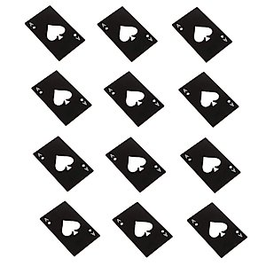 CheeseandU 12pcs Bottle Opener, Stainless Steel Spades A Creative Poker Shaped Casino Bottle Opener Suits for Wallet Beer Bottle Opener Beer Starter,Black