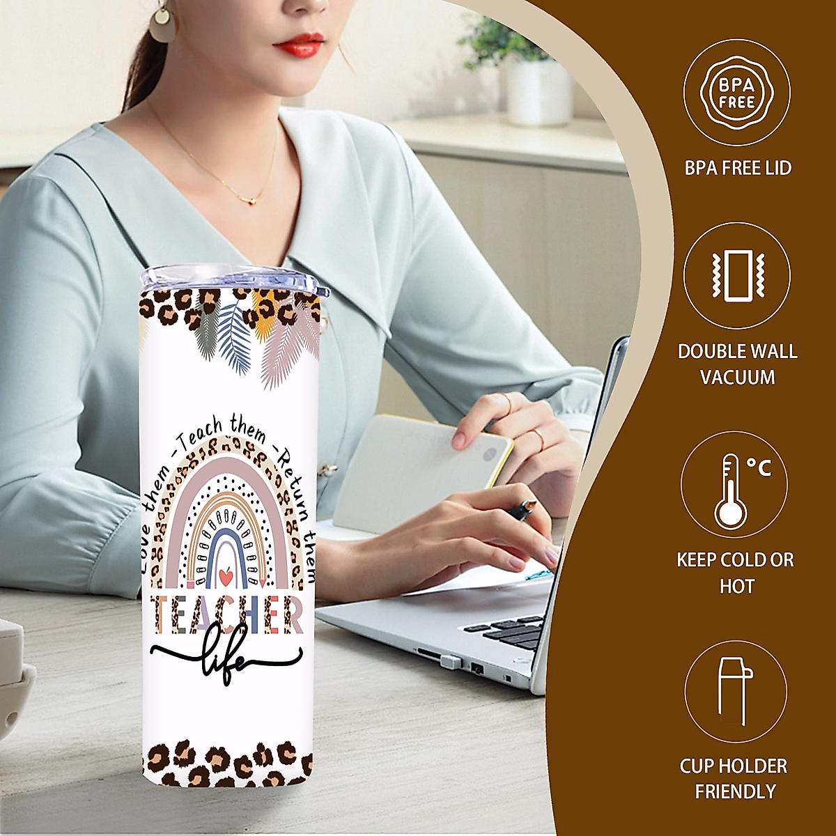 DHQH Teacher Christmas Gifts for Women, Teacher Thanksgiving Gifts,Teacher Appreciation Gifts from Friends Sister Mom, 20 Oz Travel Tumbler