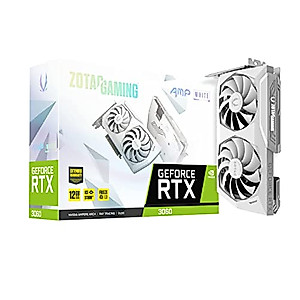 ZOTAC Gaming GeForce RTX™ 3060 AMP White Edition 12GB GDDR6 192-bit 15 Gbps PCIE 4.0 Gaming Graphics Card, IceStorm 2.0 Cooling, Active Fan Control, FREEZE Fan Stop ZT-A30600F-10P