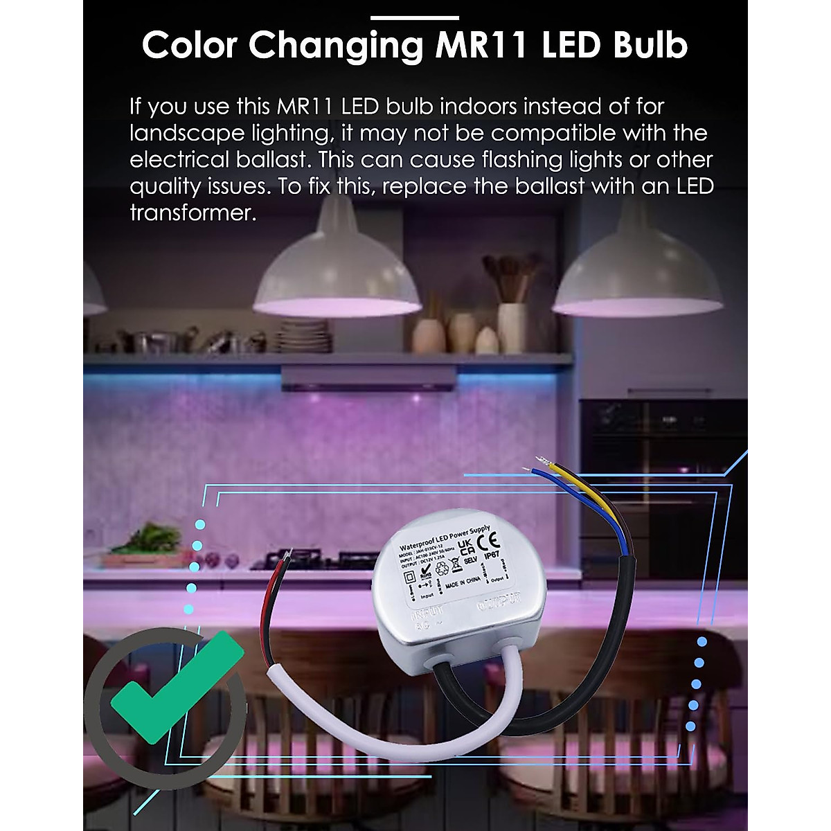 Noobibaba MR11 LED Bulb Color Changing GU4 LED Bulb MR 11 LED Landscape Light Bulbs 3W 12V Bi-Pin Base Warm White RGB Colors (2 Bulbs and a Remote)