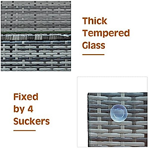 LUKEO 3 PC Patio Rattan Furniture Bistro Set Cushioned Sofa Chair Table White Single Sofa