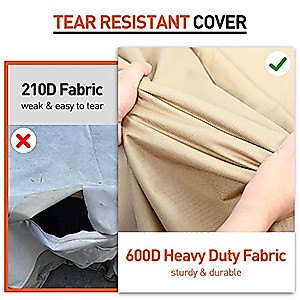 Arcedo Patio Furniture Covers, Waterproof Outdoor Furniture Covers 110 inch, Patio Table Cover for Outdoor Furniture, Heavy Duty Large Rectangular Dining Table Cover, Beige & Brown