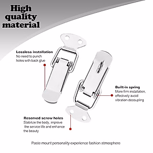 ZKFAR 2 PCS Car Bumper Security Hook Lock Clips Kit, Metal Car Surrounding Fixed Buckle, Security Spring Loaded Car Trunk Tail Bayonet Lock, Universal for Most Cars, Trucks (Silver)